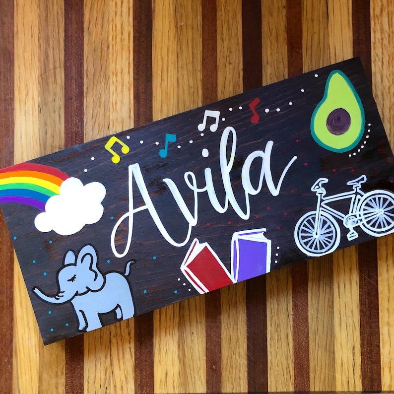 Custom Name Sign Hand Painted Kids Room Wall Art | Etsy
