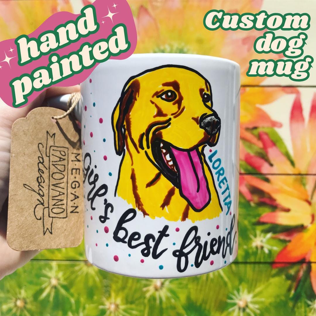 Custom Dog Coffee Mug, Personalized Hand Painted Dog Mug, Dog Dad Mug ...