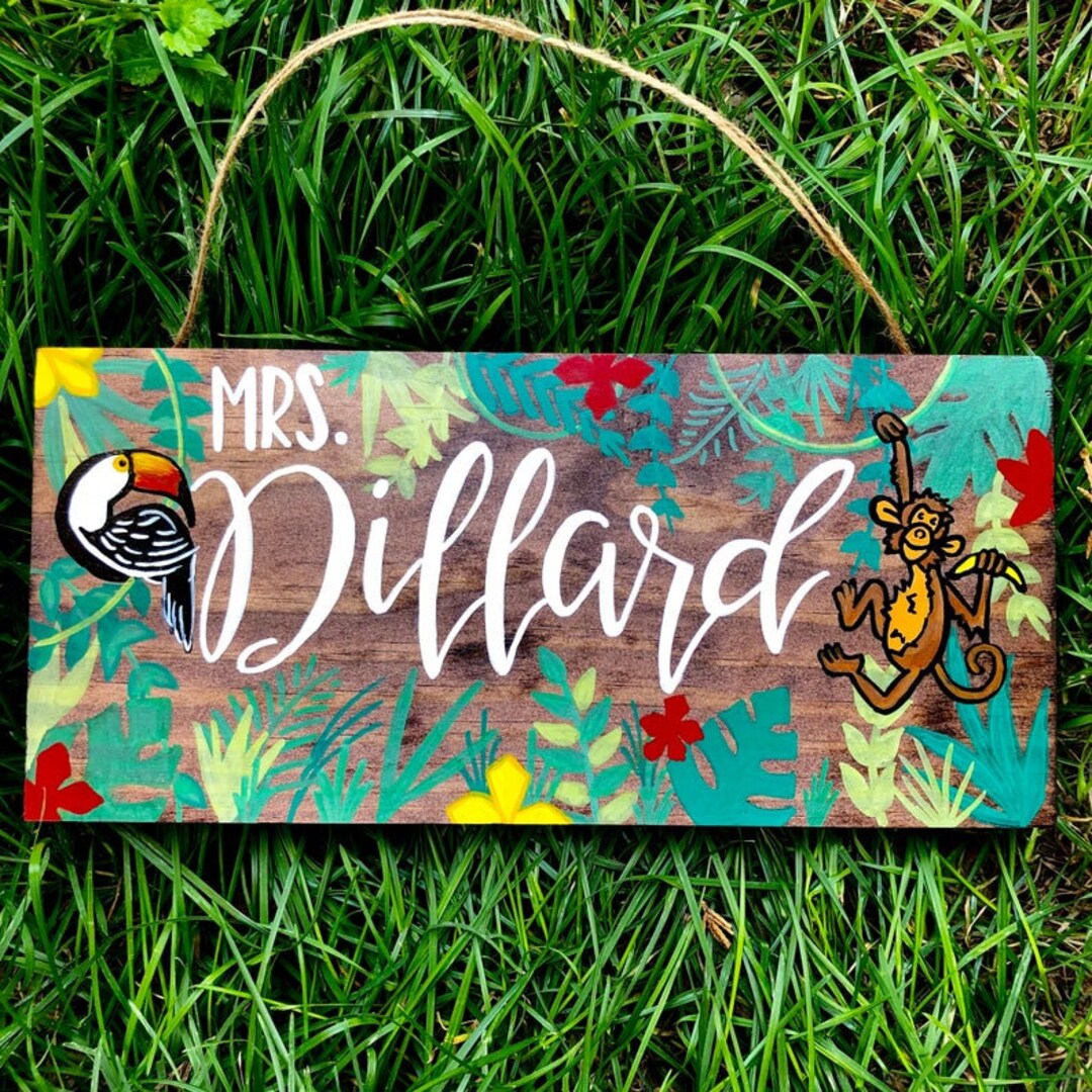 Tropical Jungle Theme Teacher Sign Personalized, Custom Teacher Sign ...