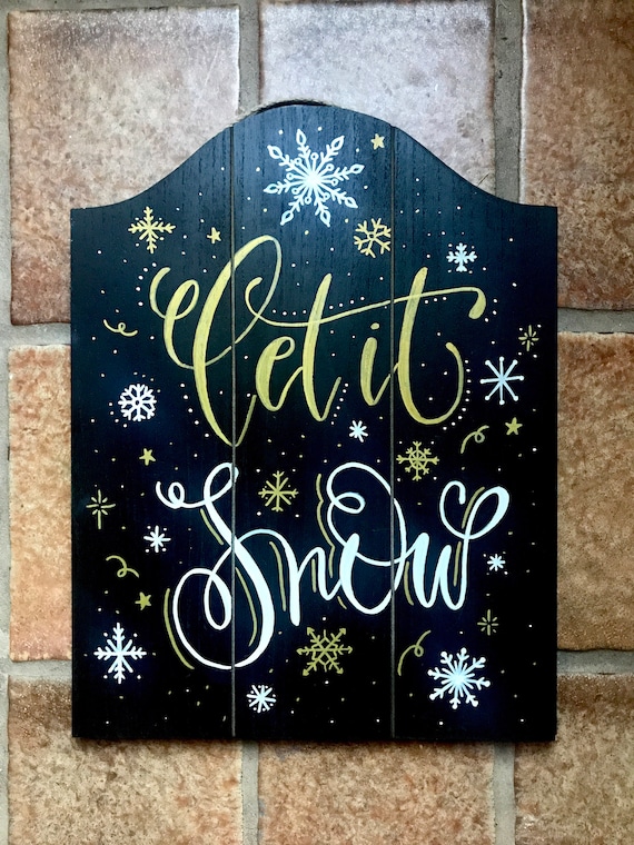 Let it Snow Christmas Wood Sign Christmas Decor Snowflake | Etsy