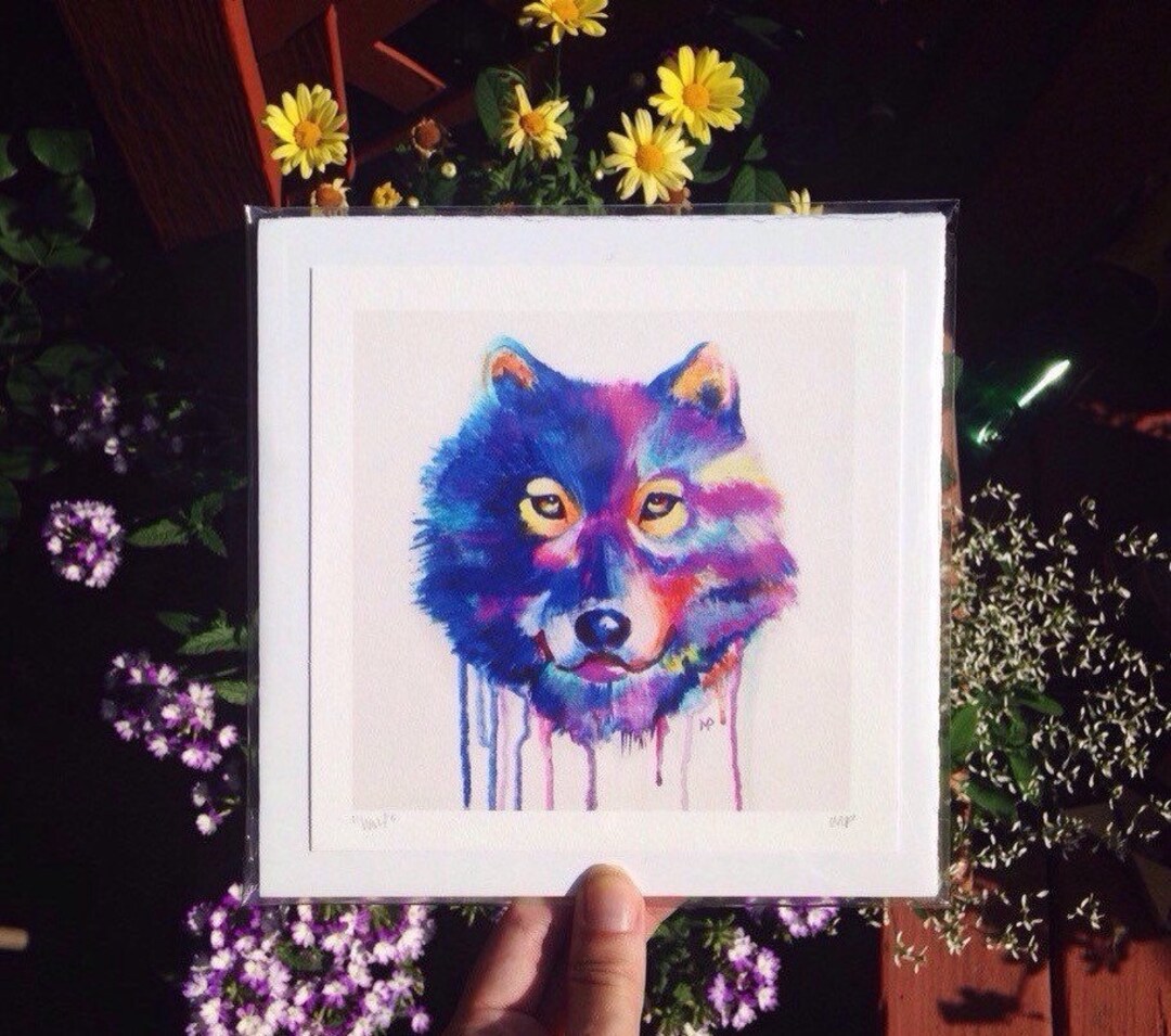 Wolf Art, Wolf Print, Wolf Painting Abstract Art Print, Drip Painting ...