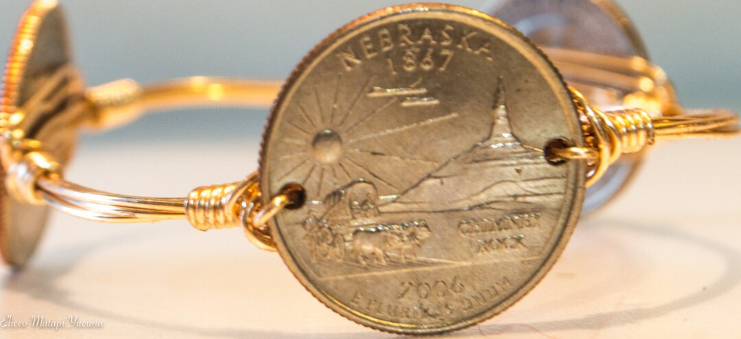 Nebraska State Quarter Wire Bangle Bracelet. - Etsy