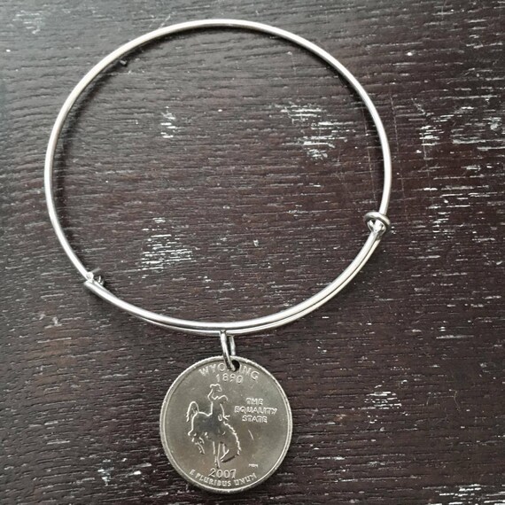 Wyoming State Quarter Expandable Wire Bangle Bracelet | Etsy
