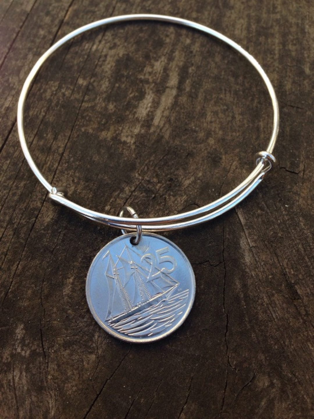 Cayman Islands 25 Cents Expandable Style Wire Bangle Bracelet - Etsy