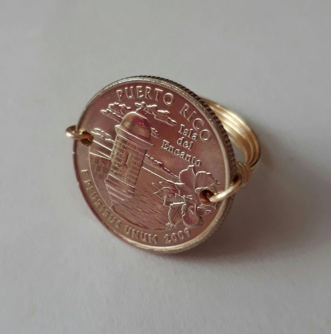 Puerto Rico State Quarter Wire Wrapped Ring. - Etsy