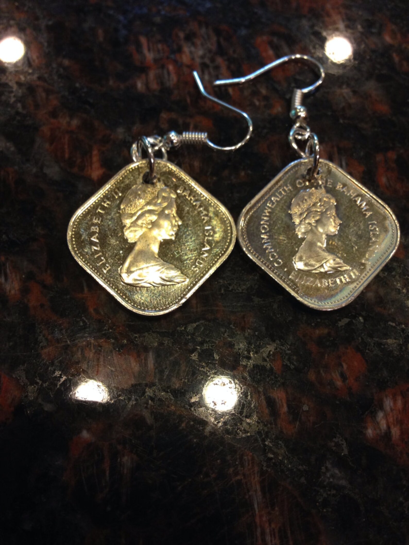 Bahamas 15 Cents Coin Earrings Beautiful | Etsy