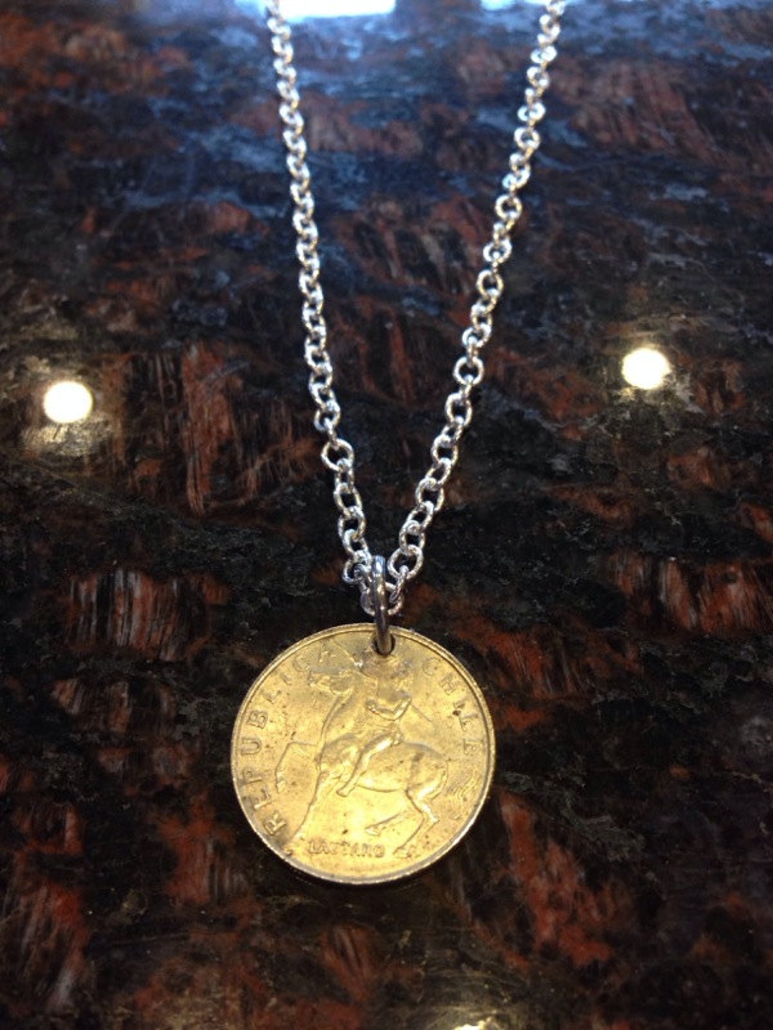 Chile 5 Pesos Coin Necklace - Etsy