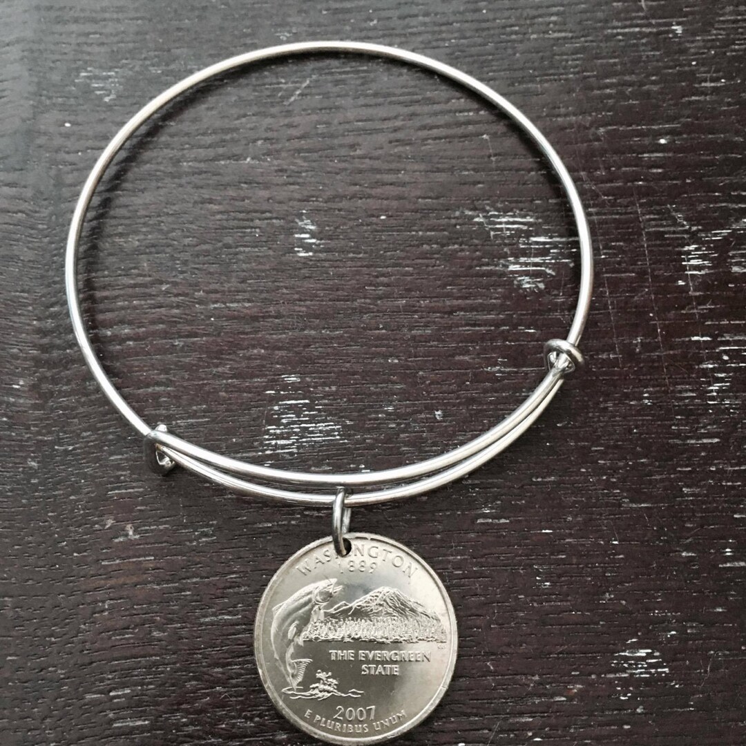 Washington State Quarter Expandable Wire Bangle Bracelet - Etsy