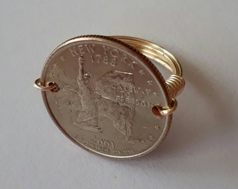 Puerto Rico State Quarter Wire Wrapped Ring. | Etsy