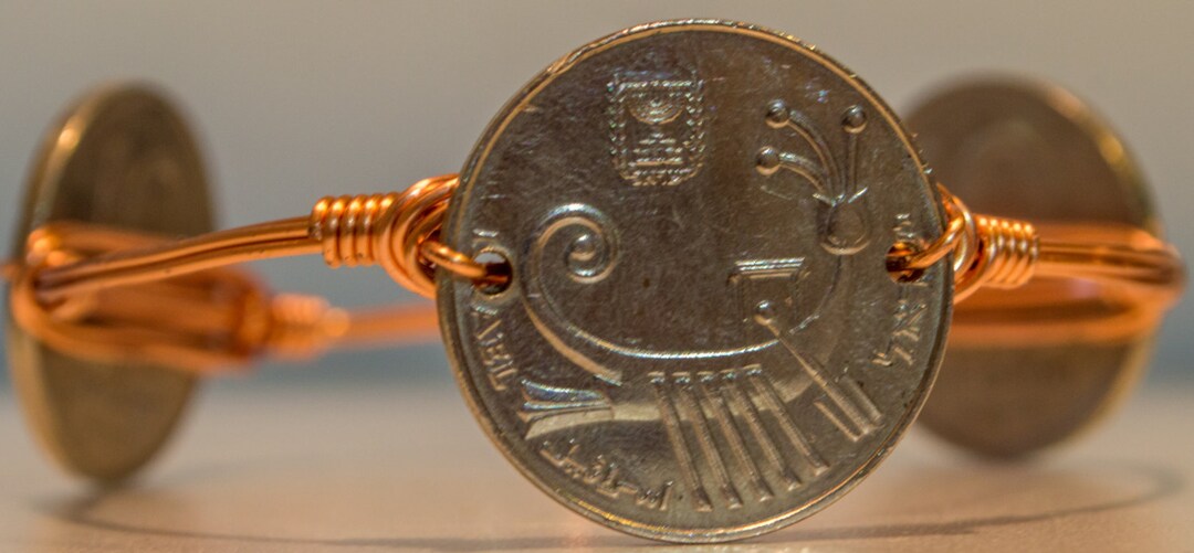Israel 1 Old Shekel Wire Wrapped Bangle Bracelet - Etsy