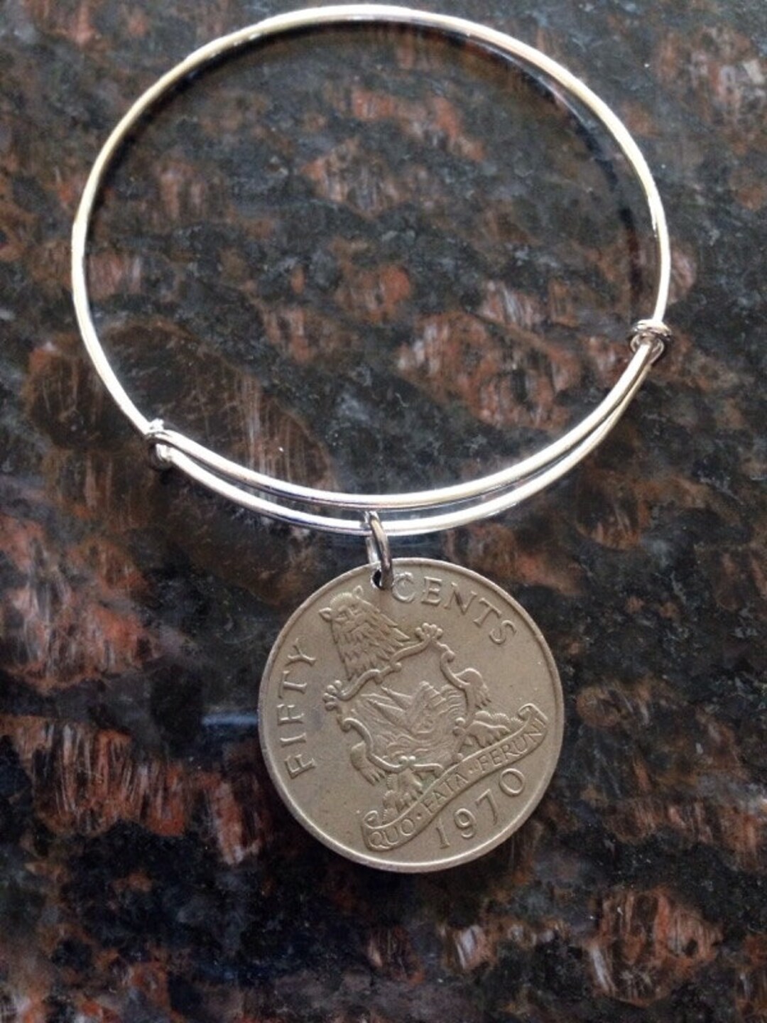 Bermuda 50 Cents Expandable Style Wire Bangle Bracelet - Etsy
