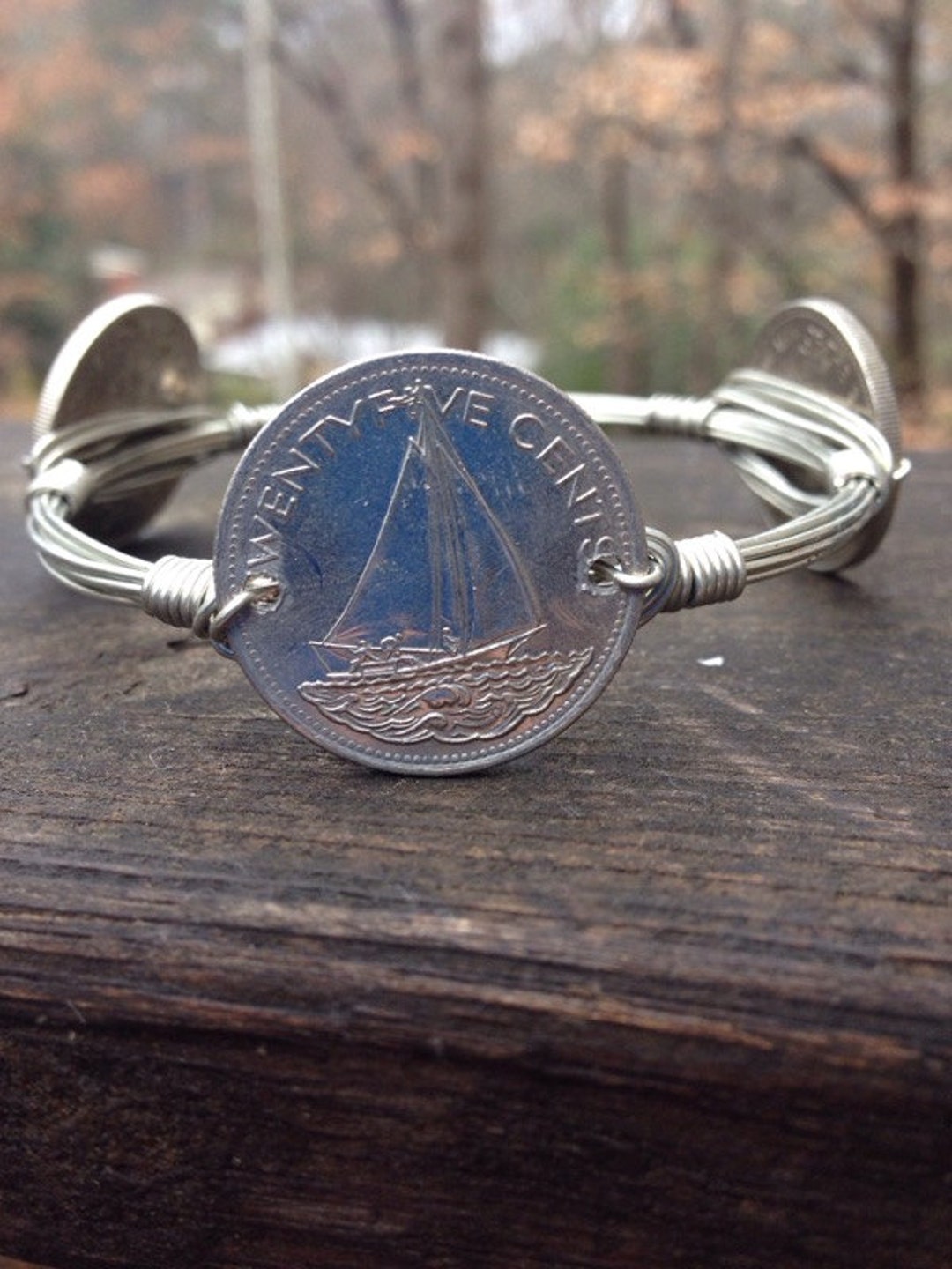 Bahamas 25 Cents Bourbons and Boweties Style Wire Wrapped Bangle ...