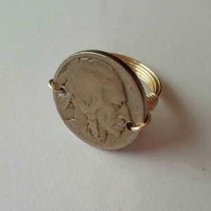 Buffalo Nickel Indian Wire Wrapped Ring - Etsy