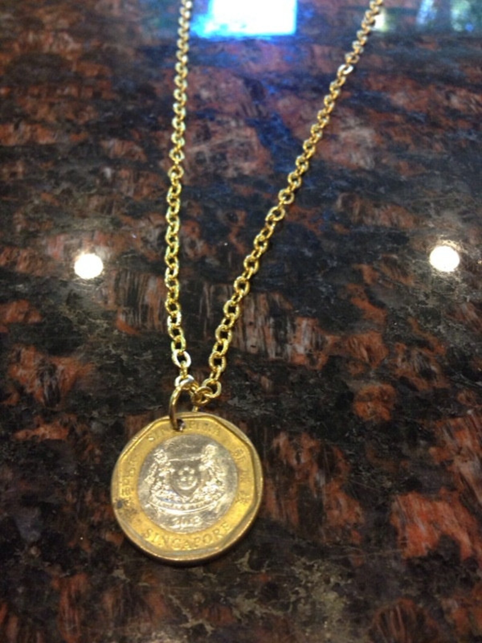 Singapore 1 Dollar Bi Metal Coin Necklace - Etsy