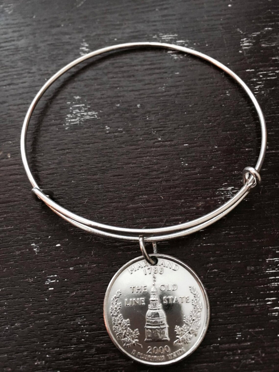 Maryland State Quarter Expandable Wire Bangle Bracelet - Etsy