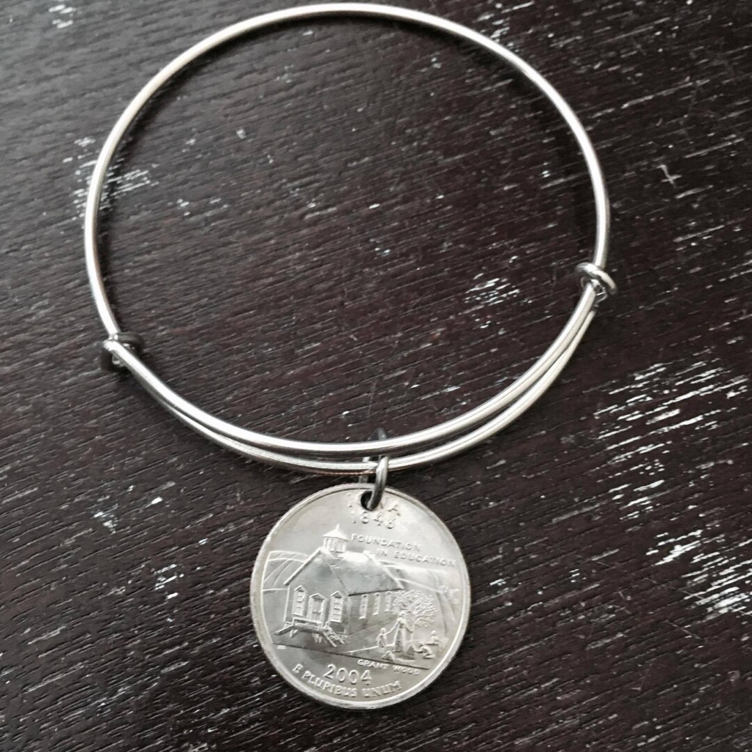 Iowa State Quarter Expandable Wire Bangle Bracelet - Etsy