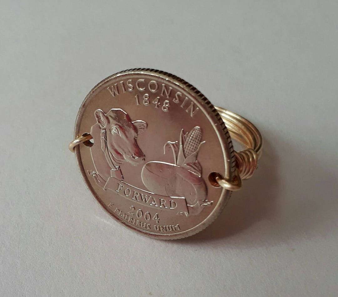 Wisconsin State Quarter Wire Wrapped Ring. - Etsy