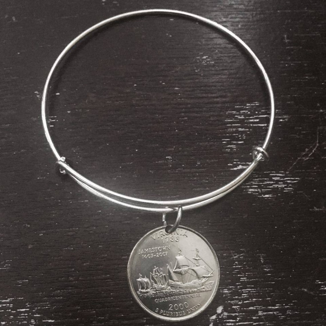 Virginia State Quarter Expandable Wire Bangle Bracelet - Etsy
