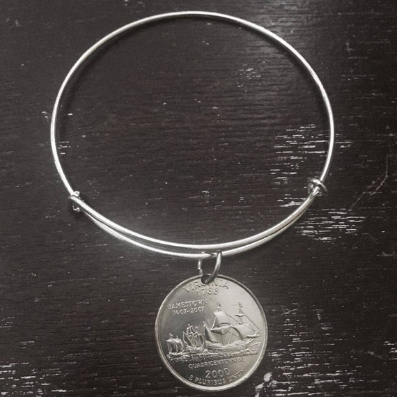 Virginia State Quarter Expandable Wire Bangle Bracelet | Etsy