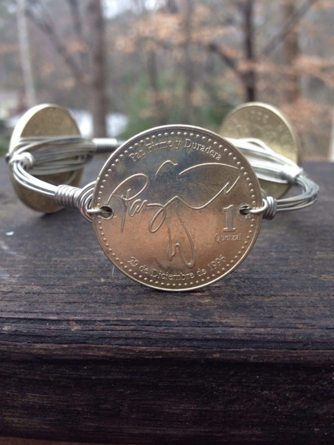 Guatemala 1 Quetzal Bourbons and Boweties Style Wire Wrapped Bangle ...