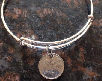 Trinidad and Tobago 5 cents expandable style wire bangle | Etsy