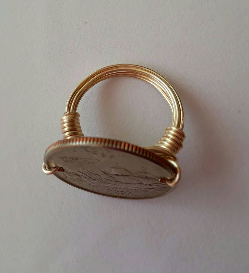Delaware State Quarter Wire Wrapped Ring. - Etsy