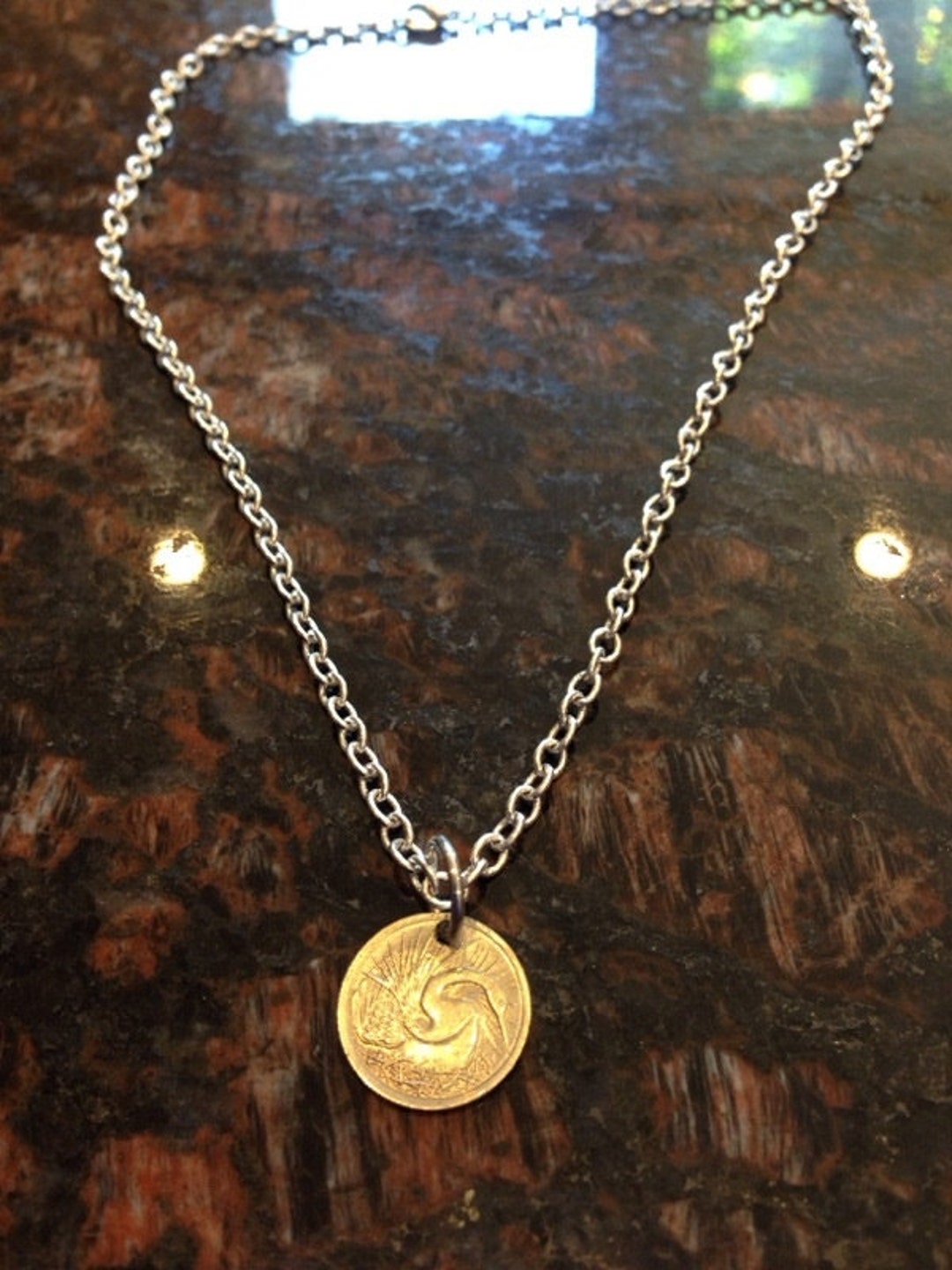 Singapore 5 Cents Coin Necklace - Etsy