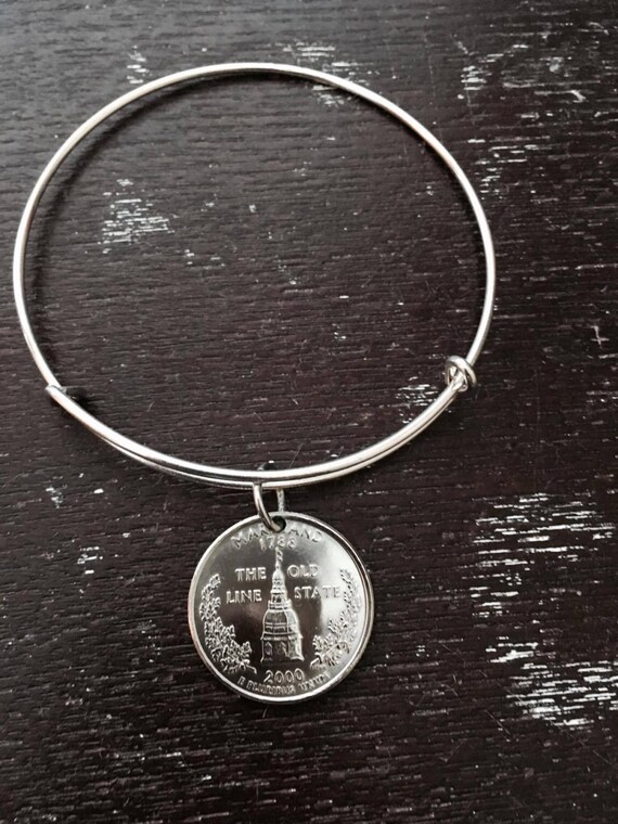 Maryland State Quarter Expandable Wire Bangle Bracelet - Etsy