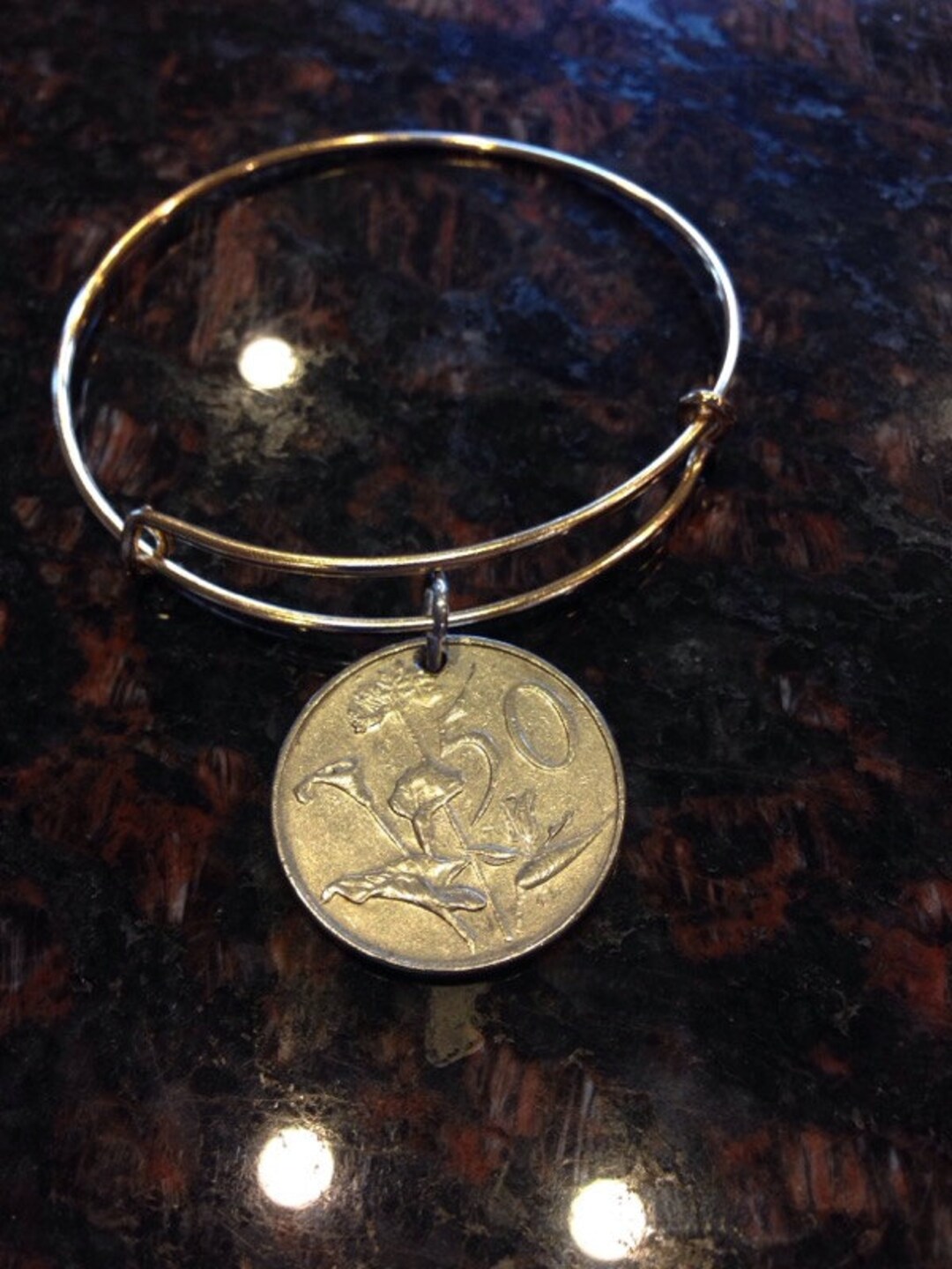 South Africa Large 50 Cents Expandable Style Wire Bangle Bracelet - Etsy