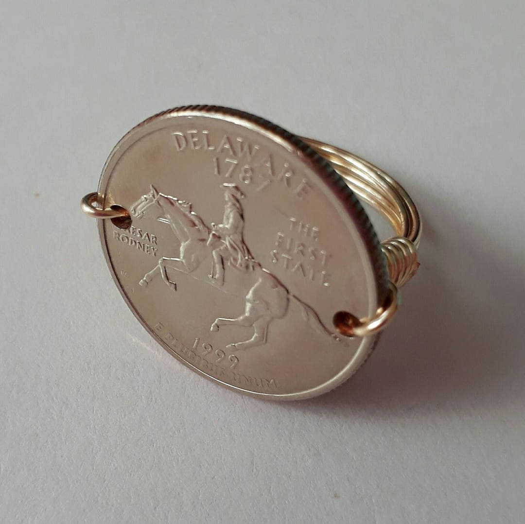 Delaware State Quarter Wire Wrapped Ring. - Etsy