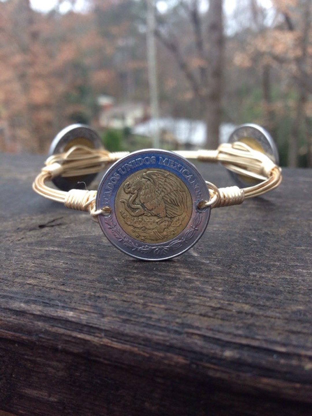 Mexico 2 Pesos Bourbons and Boweties Style Wire Wrapped Bangle Bracelet ...