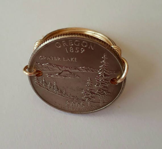 Anillo envuelto en alambre del cuarto del estado de Oregón. | Etsy