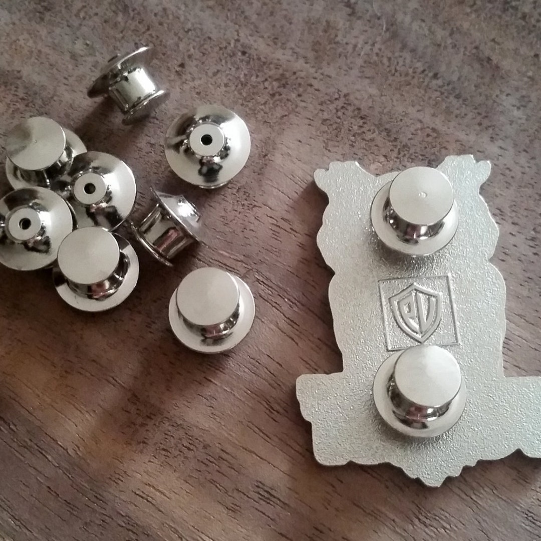 Locking Pin Backs *12 per Pack* NICKEL PLATED [no Tools Required] Never ...