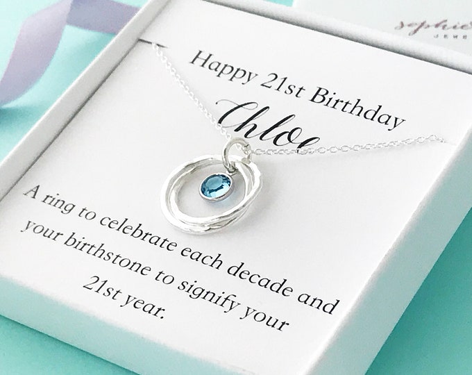 925 Sterling Silver 21st Birthday Key Pendant 18 Chain Necklace Charm ...