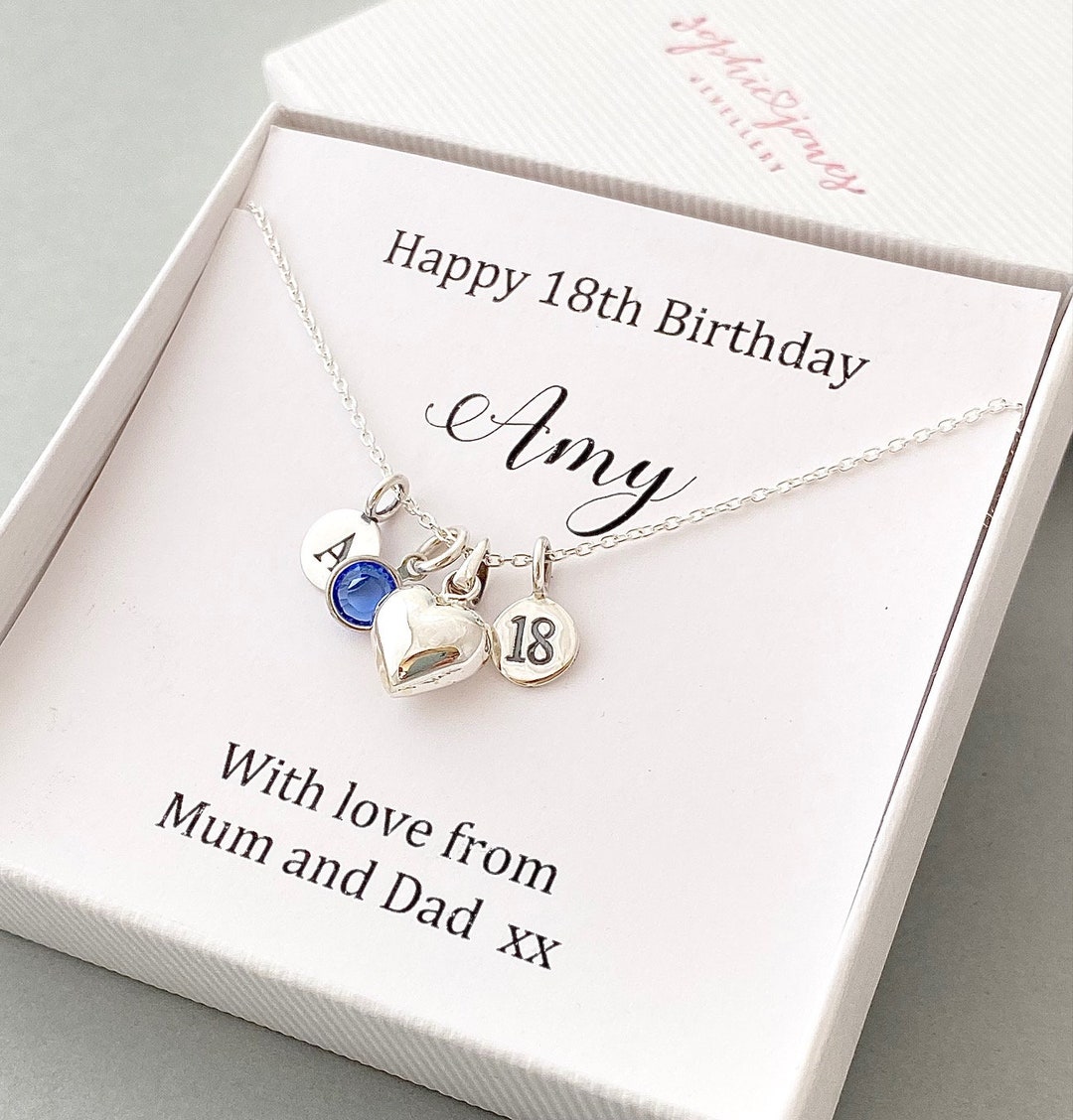 Personalised 18th Birthday Sterling Silver Heart Necklace - 18th Gift ...