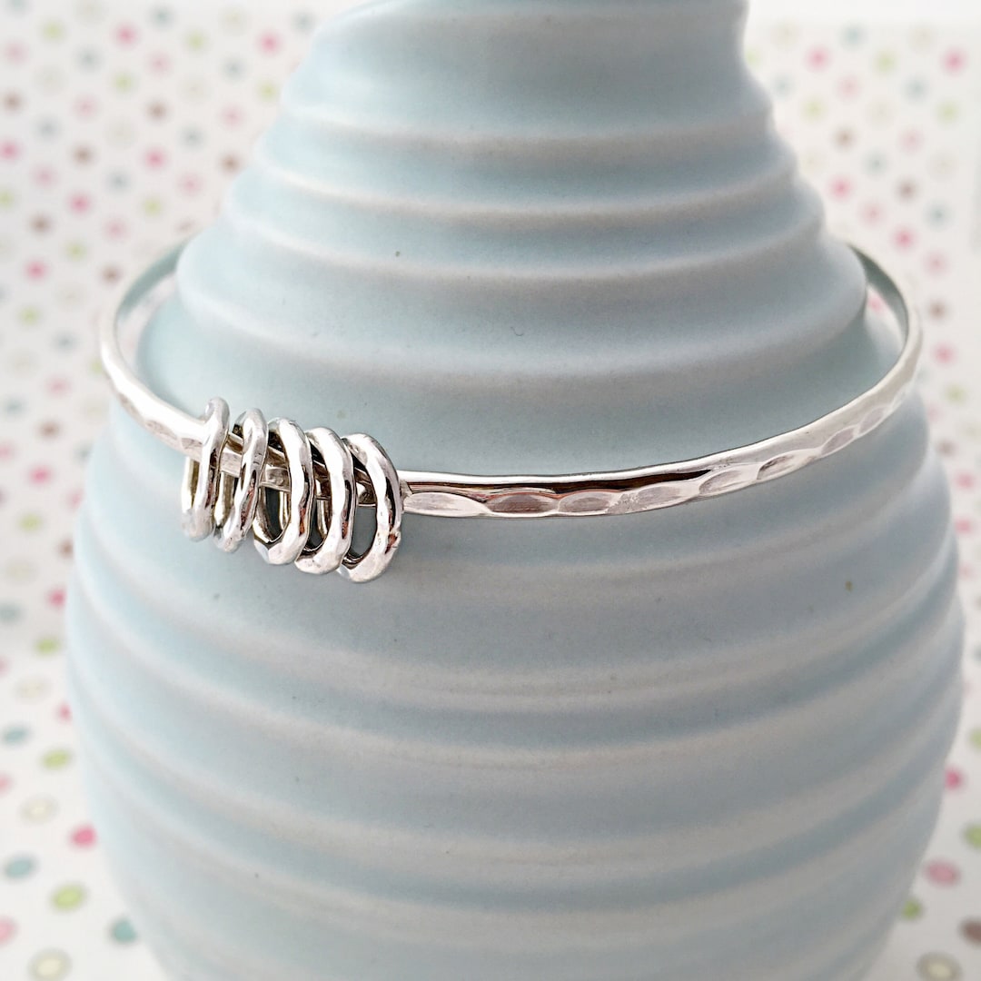 5 Sterling Silver Rings Bangle - 50th Birthday Gift - 50th Birthday ...
