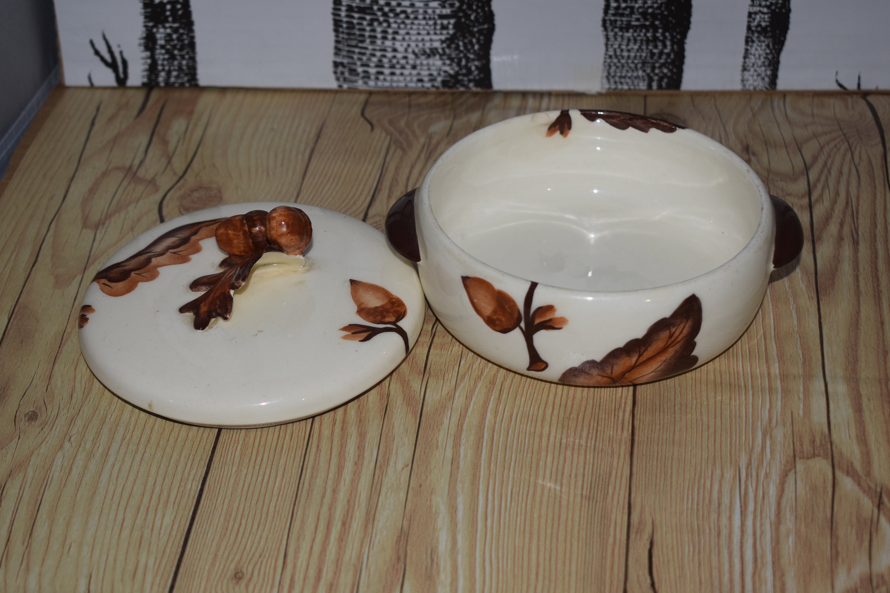 Jaska of California Cascade Ware Covered Handmade Pottery Dish Acorn ...