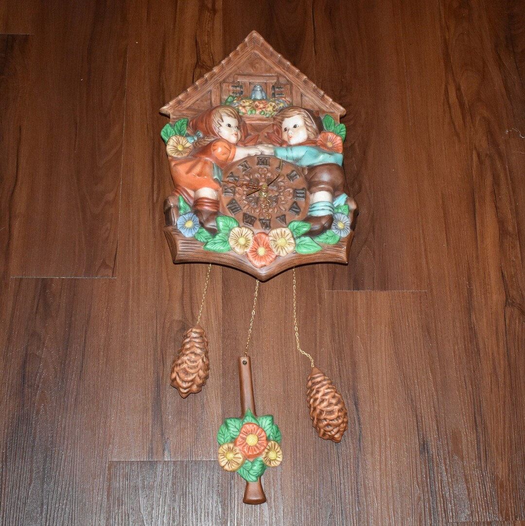 Vintage Large Ceramic Faux Cuckoo Clock 70's- Alpine Haus Black Forest ...