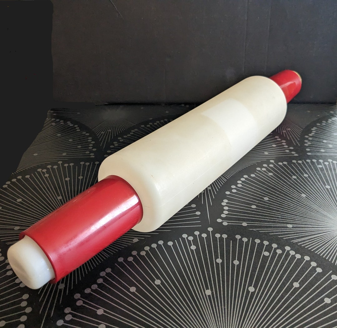 Vintage TUPPERWARE Plastic Rolling Pin 16 Fill N Chill Red Handles 1970 ...