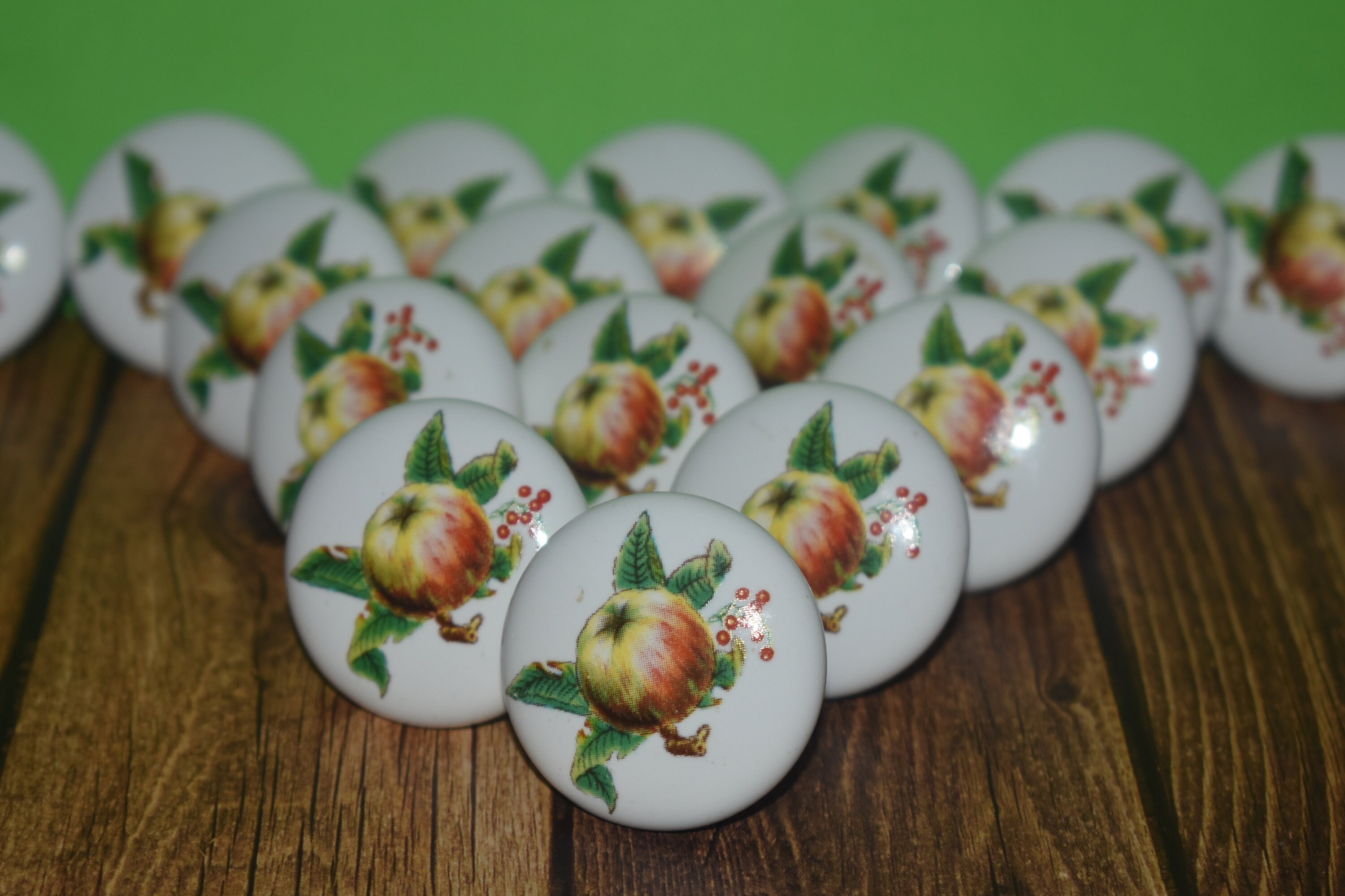 Vintage APPLE Design Porcelain Cabinet Knobs 4 Sets Available - Etsy