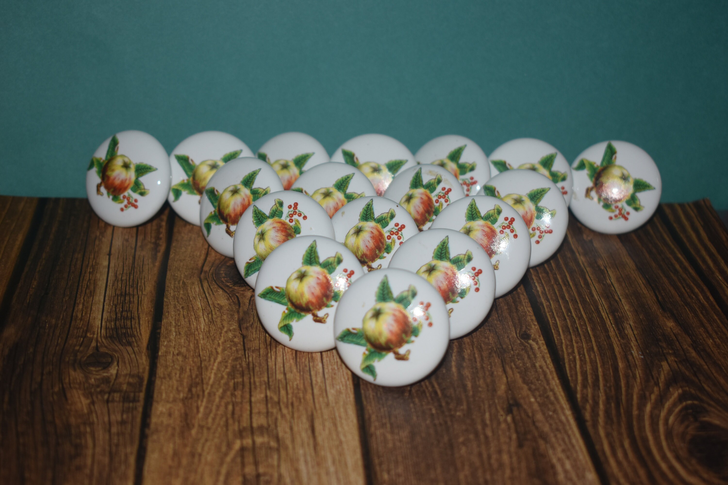 Vintage APPLE Design Porcelain Cabinet Knobs 4 Sets Available - Etsy
