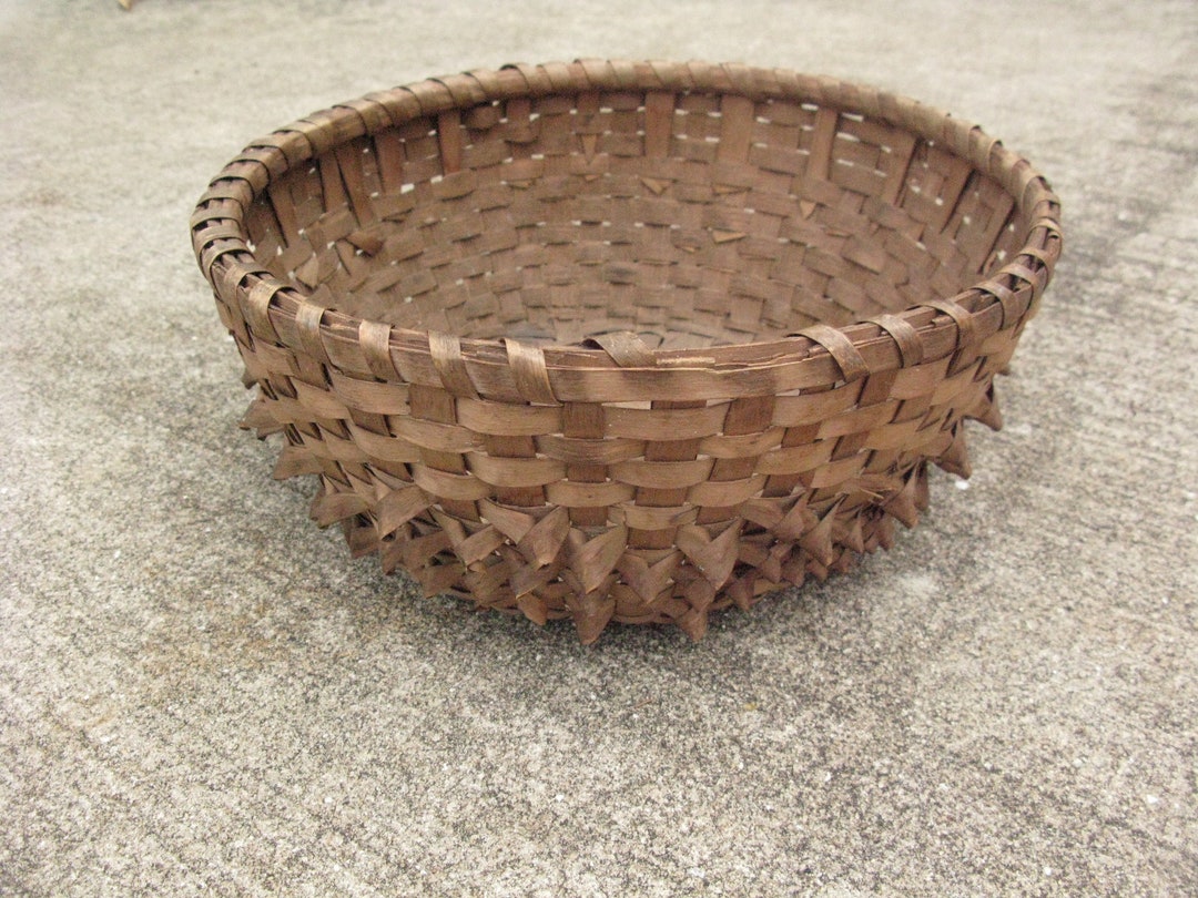 Antique Micmac Basket Mi'kmaq Fancy Curlicue Work Ash Maine Ca.1900 ...