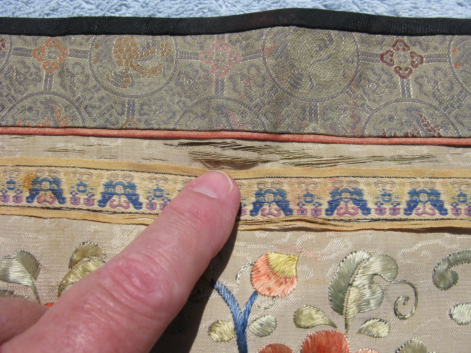 Antique Chinese Silk Embroidery Table Runner Alter Cloth Ch'ing Dynasty ...