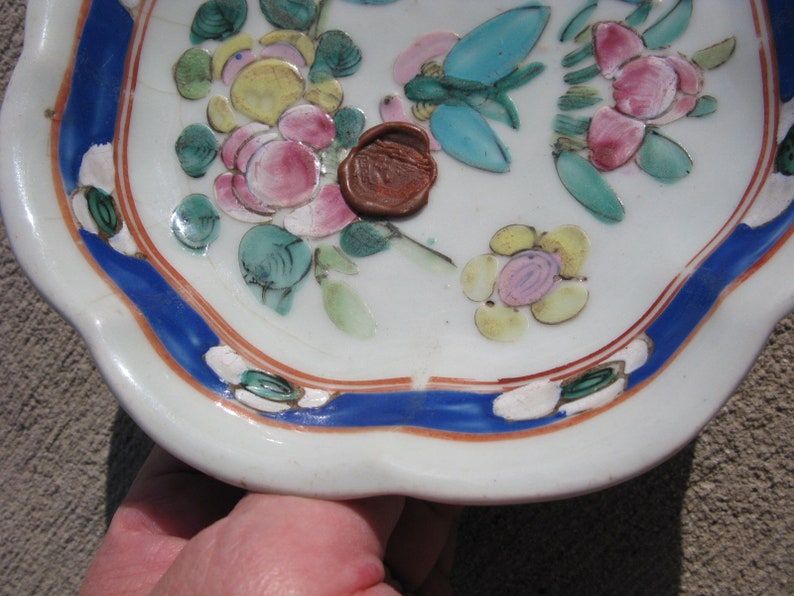 Antique Chinese Porcelain Footed Plate Hand Enameled 6.5x1.5in #2802 ...