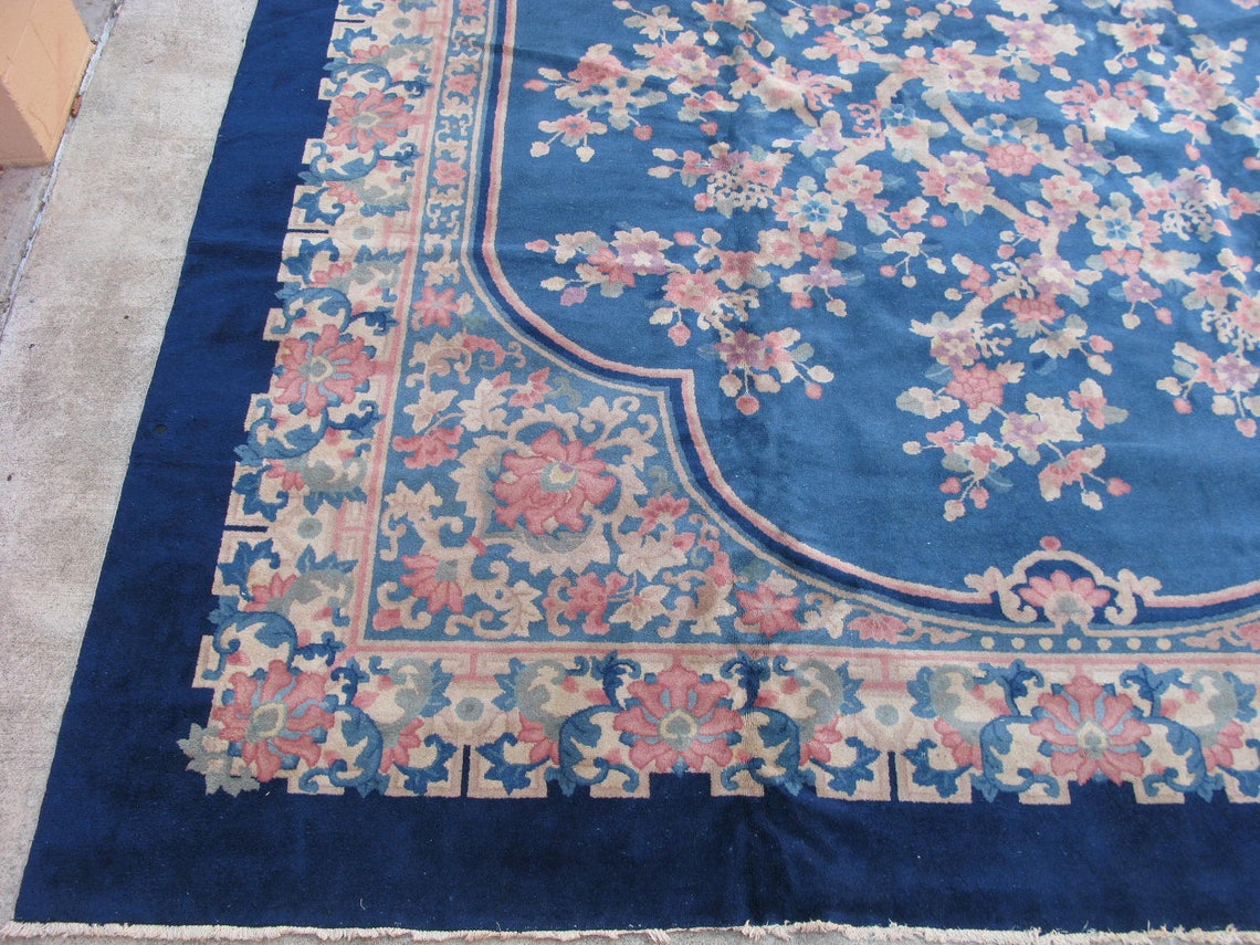 Antique Art Deco Chinese Rug Fette Type Hand Knotted Wool Ca.1930 11x15 ...
