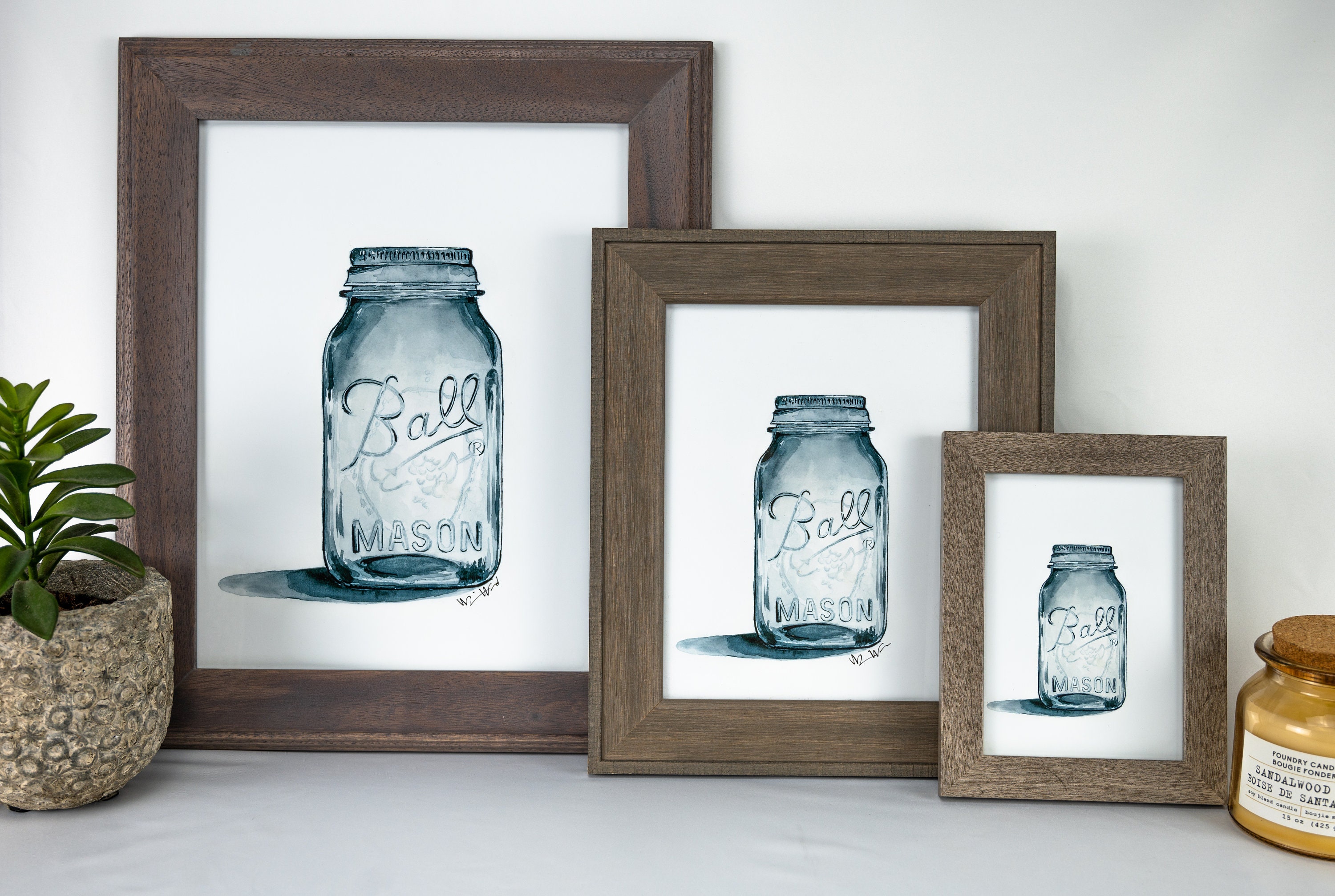 Mason Jar Watercolor Art Print Wall Art Home Decor Kitchen - Etsy