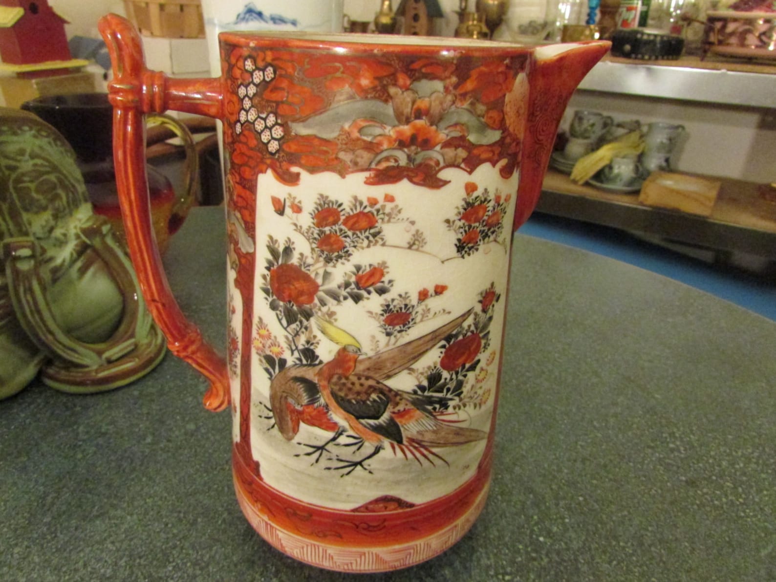 Antique Japanese Kutani Porcelain Pitcher W/ Birds,hand Painted Gilt ...