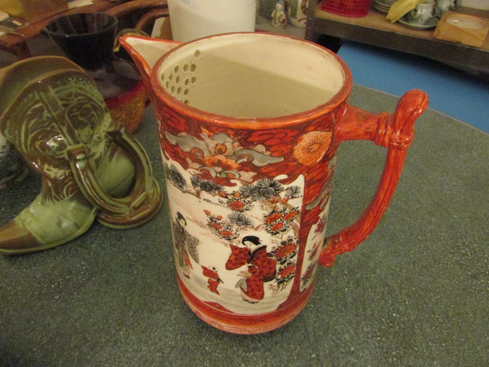 Antique Japanese Kutani Porcelain Pitcher W/ Birds,hand Painted Gilt ...