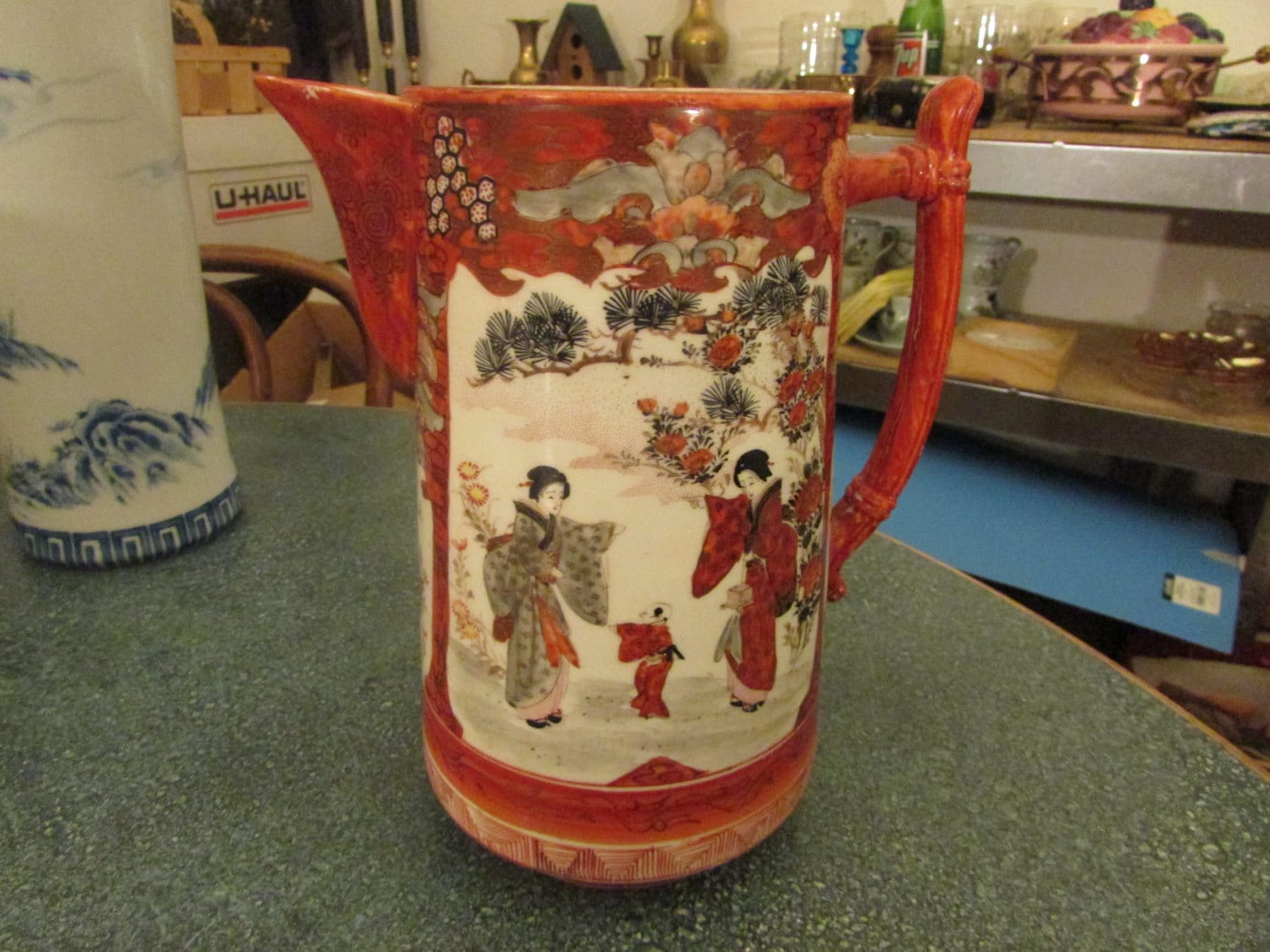Antique Japanese Kutani Porcelain Pitcher W/ Birds,hand Painted Gilt ...