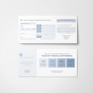 Donation Card | Donor Reply Card Template | Customizable Template - Etsy